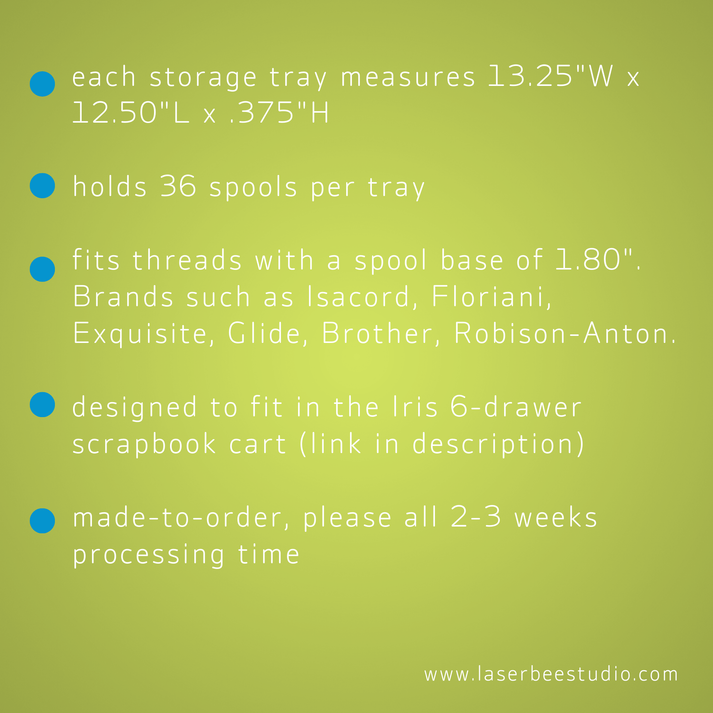 Embroidery Thread Storage Tray (blank single tray) | thread spool orga – Laser Bee Studio